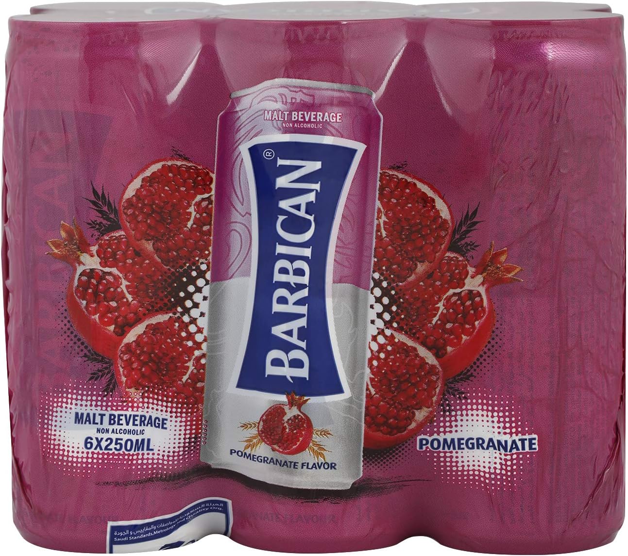 Barbican Pomegranate Flavour Non Alcoholic Malt Drink Bottle, 6 x 250 ...