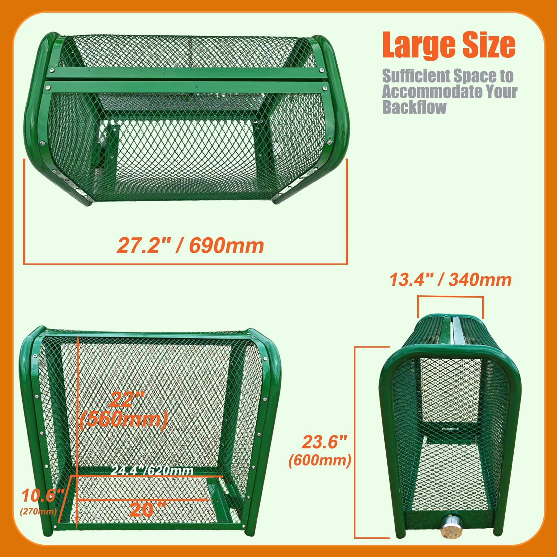 Snapklik.com : 27.2 L X 13.4 W X 23.6 H BIGalleons Backflow Security ...