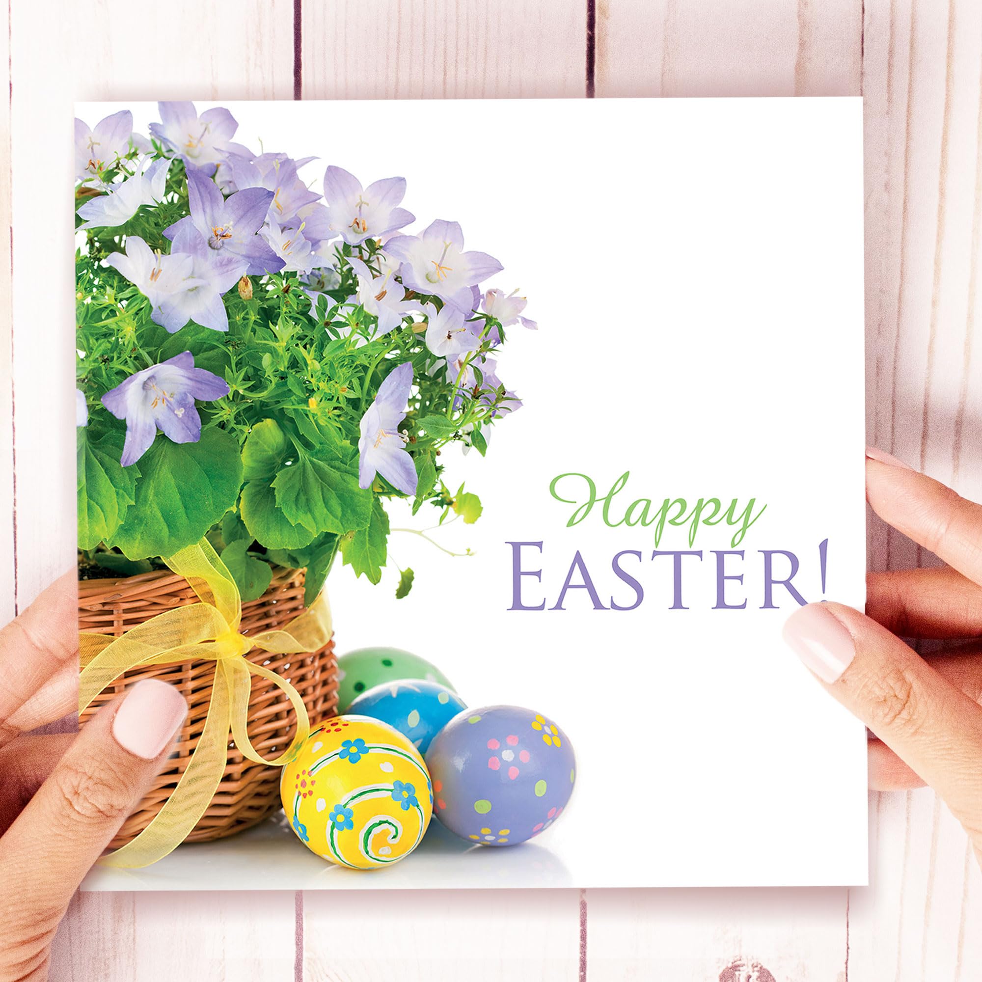 Easter Cards – Basket and eggs, pack of 5, with white envelopes and ...