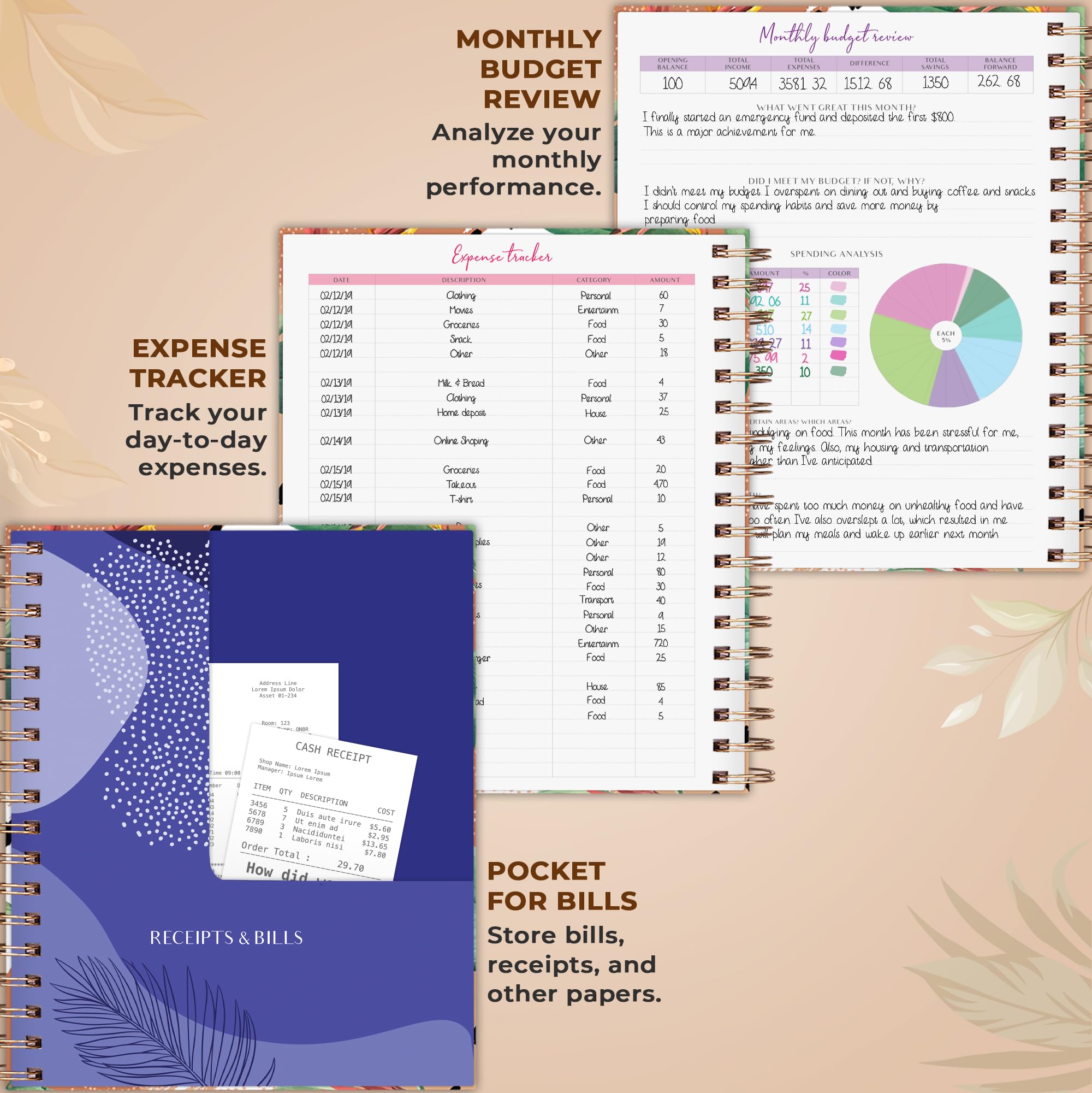 Snapklik.com : PLANBERRY Large Budget Planner & Monthly Bill Organizer