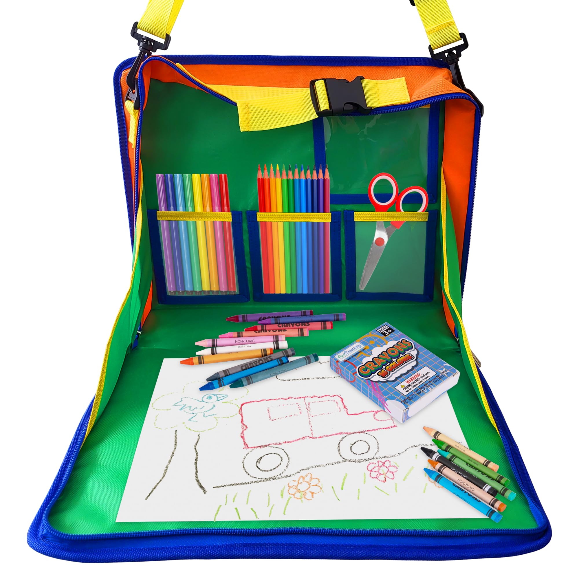 Amazon.com: ArtCreativity Kids Travel Tray with Crayons and Paper ...