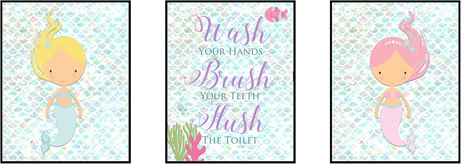 Amazon.com: Silly Goose Gifts Adorable Mermaid Children Bathroom Wall ...