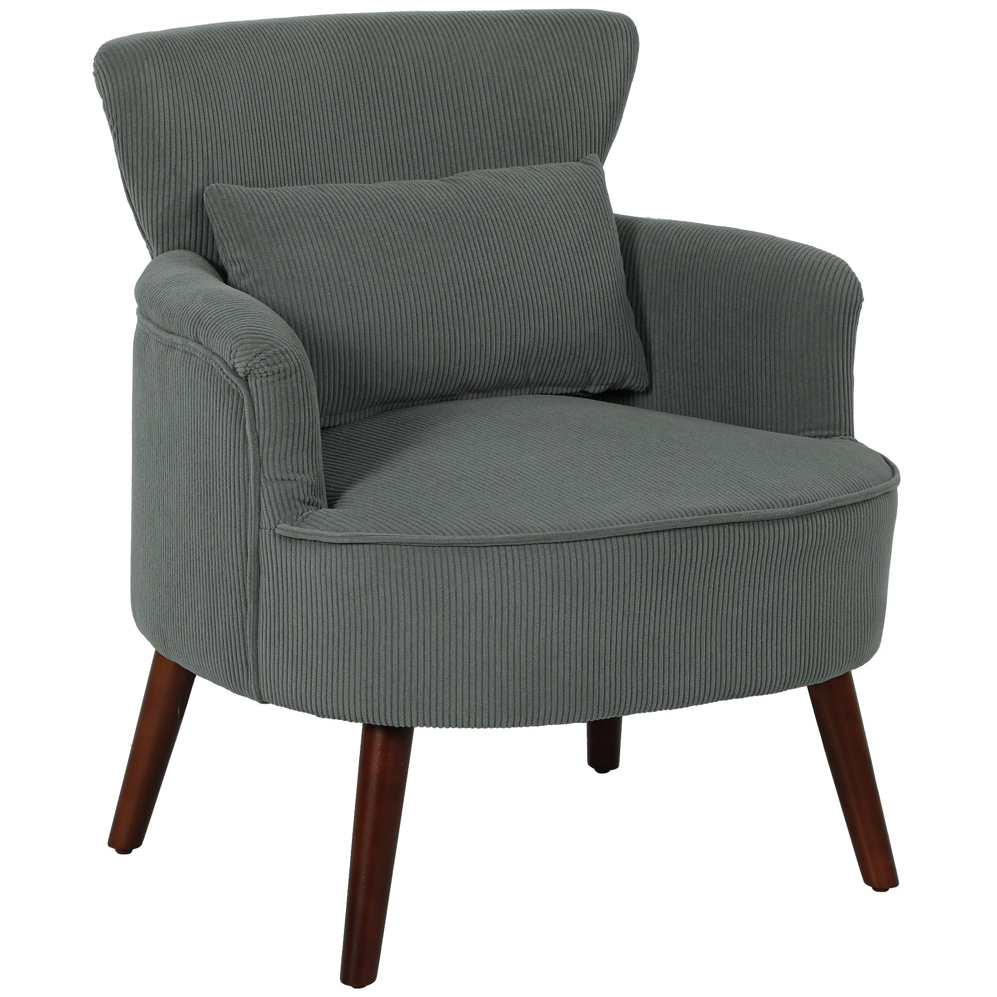 HOMCOM Accent Chair, Upholstered Armchair with Solid Wood Legs and ...