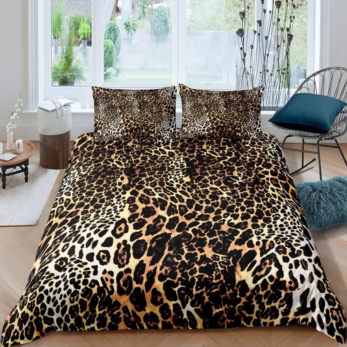 Loussiesd Leopard Print Duvet Cover Safari Cheetah Print Bedding Set ...