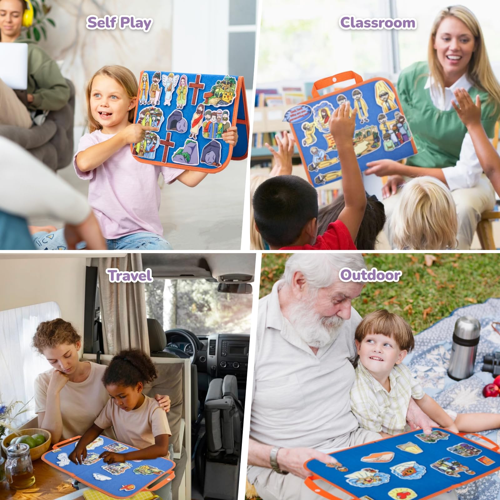 Snapklik.com : 4 Pack Felt Board Bible Stories Set, Flannel Board ...