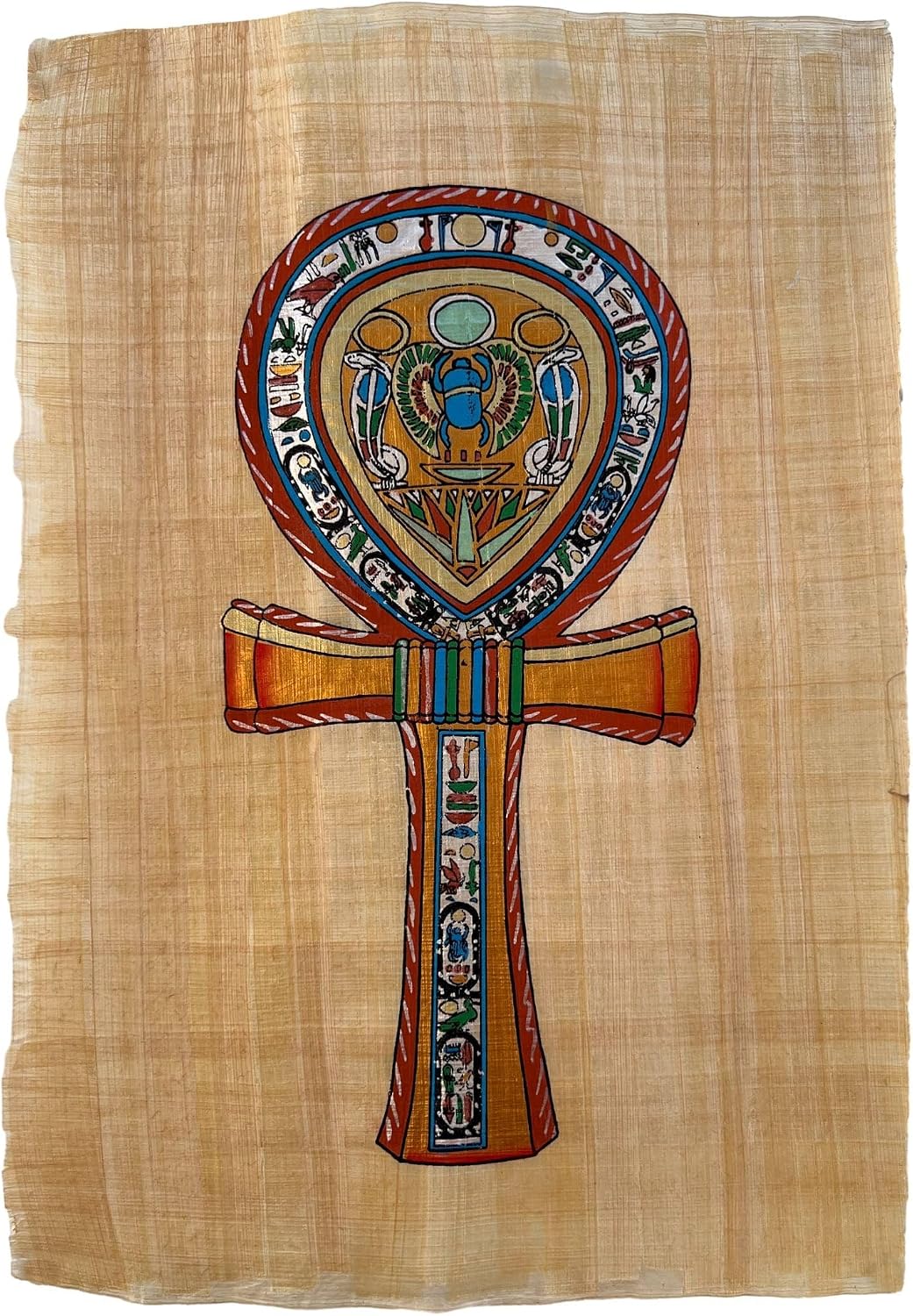 Amazon.com: Papyrus Painting Egyptian Ankh, Key of The Nile, Eternal ...