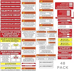 Amazon.com: 10 Set of 48 Pack PV Solar System Install Label Kit ...