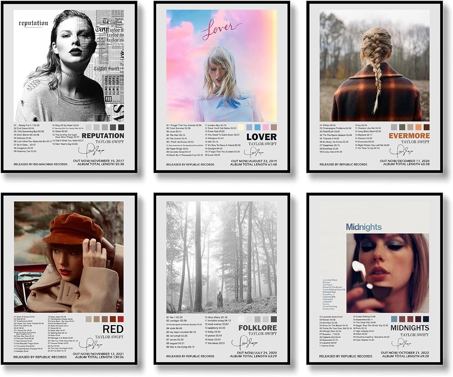 HUZAIGEGE Taylor Signed Limited Posters Music Album Cover Poster Prints ...