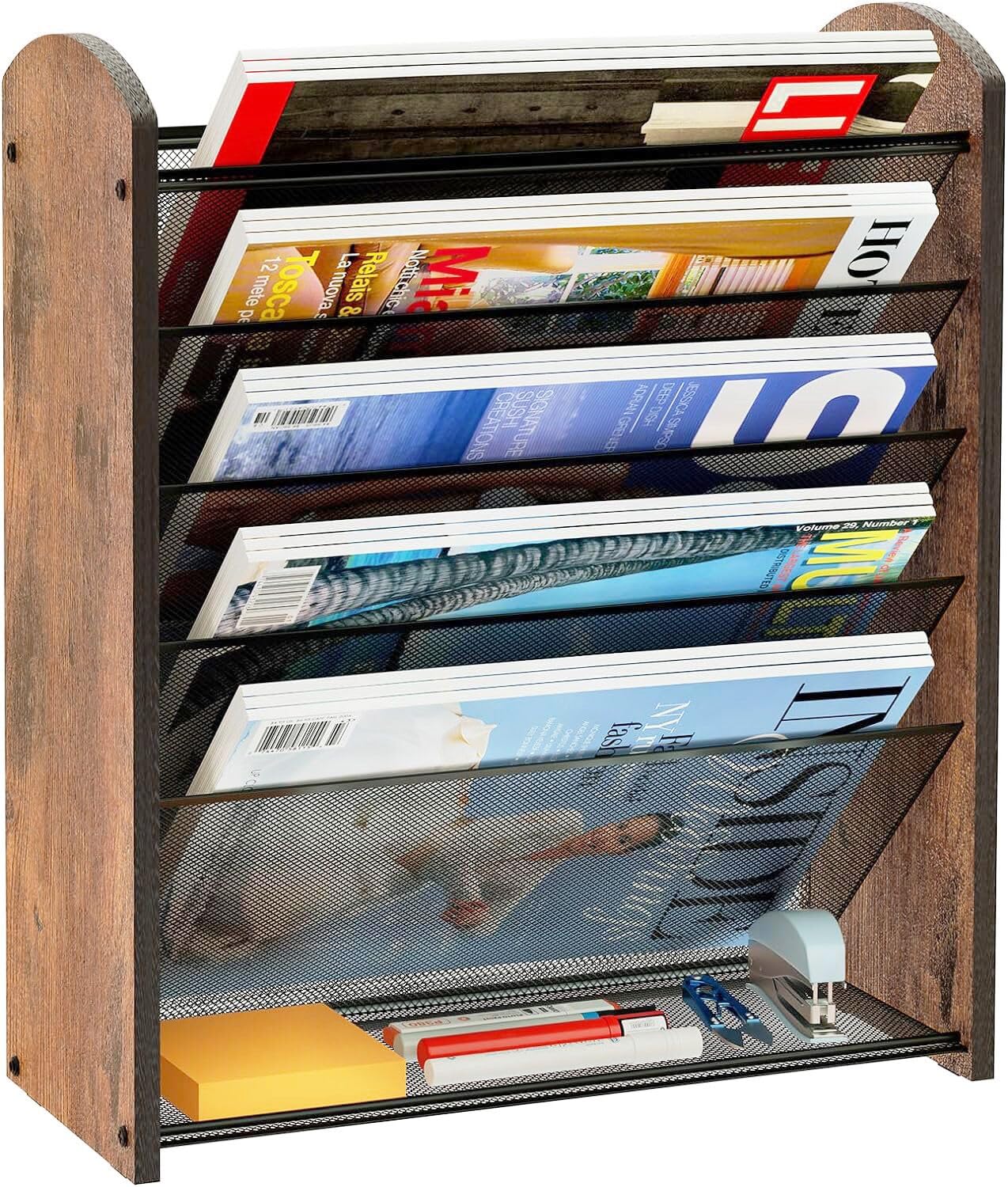 Amazon.com : Aimeaihe Wall File Organizer - Wood Wall File Holder, 6 ...