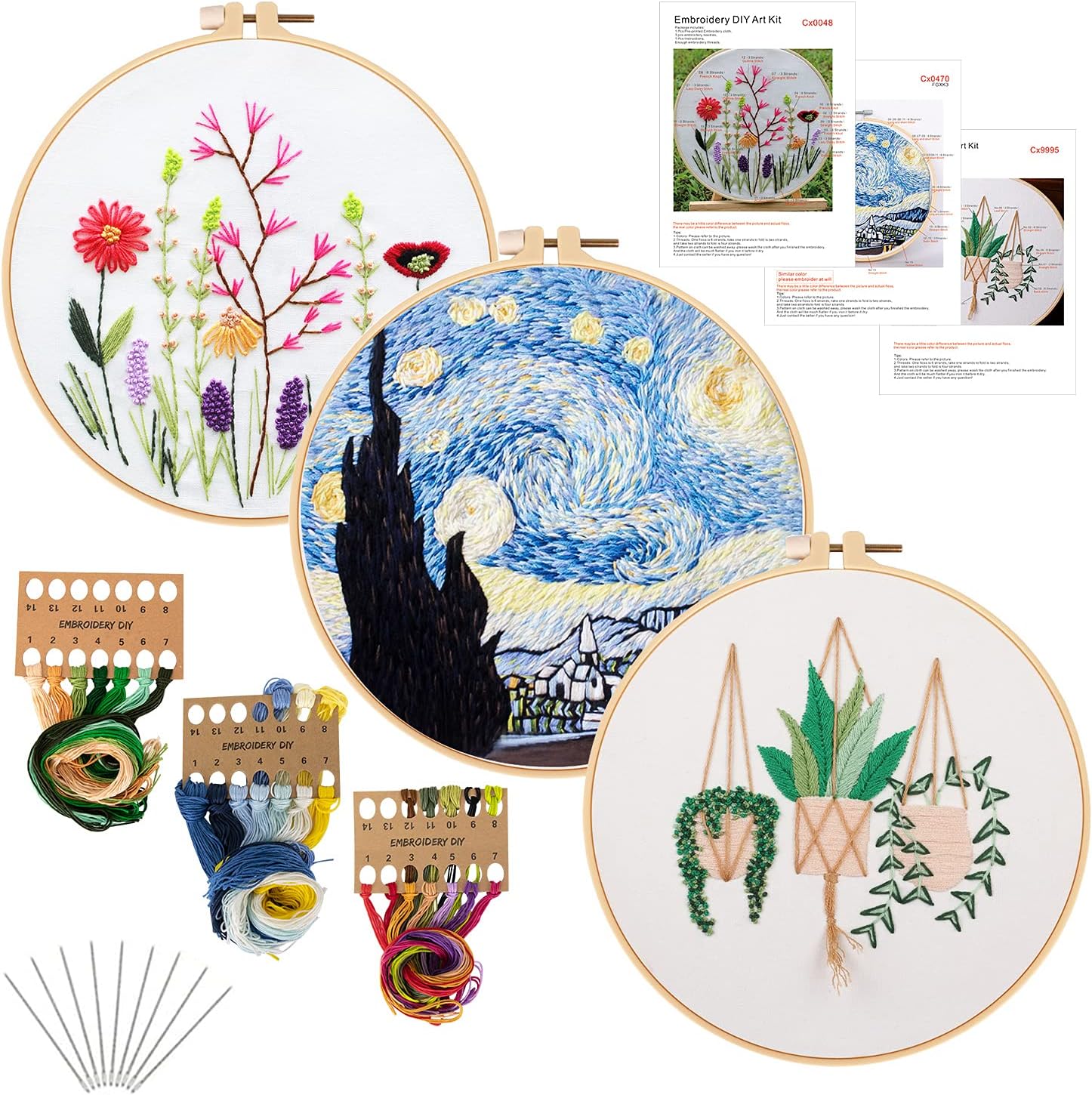 AUTOWT Beginner Cross Stitching Kit, 3 Cross Stitch Kits for Adults DIY ...