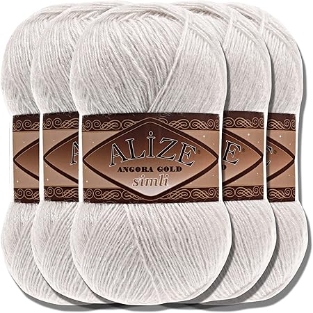 Hobby YARN Alize 5x 100 g Angora Gold Simli Türkische Premium Wolle ...