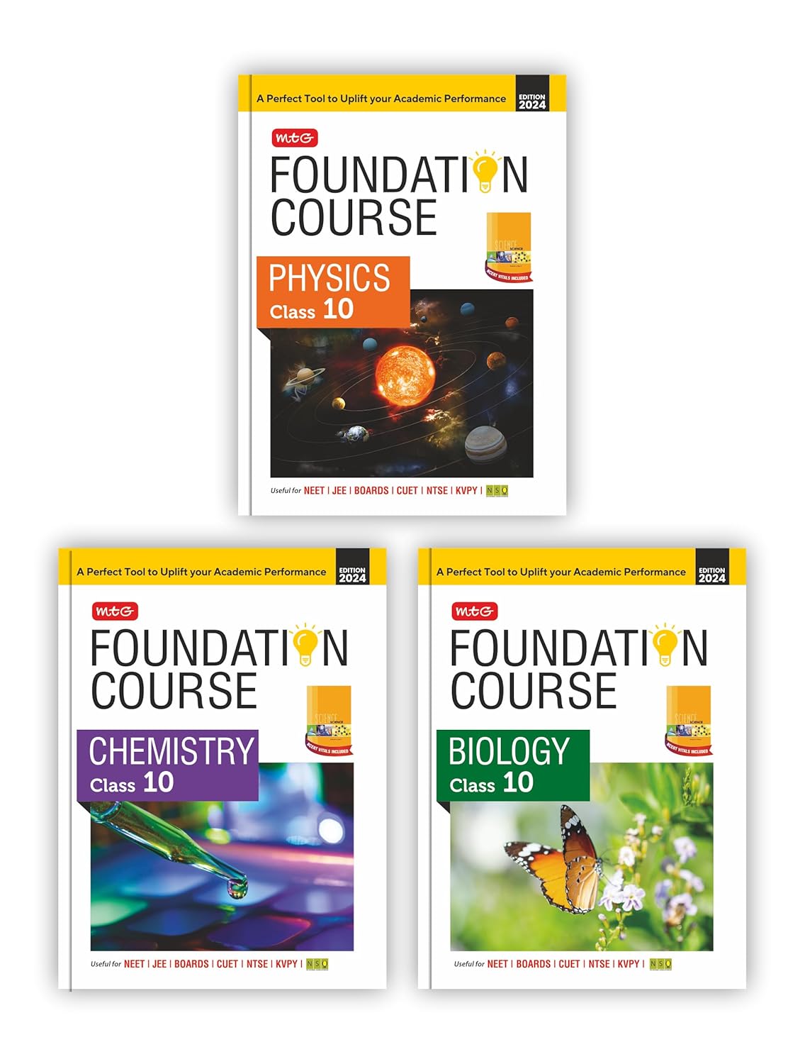 MTG NEET Foundation Class 10 Physics, Chemistry & Biology (Set of 3 ...