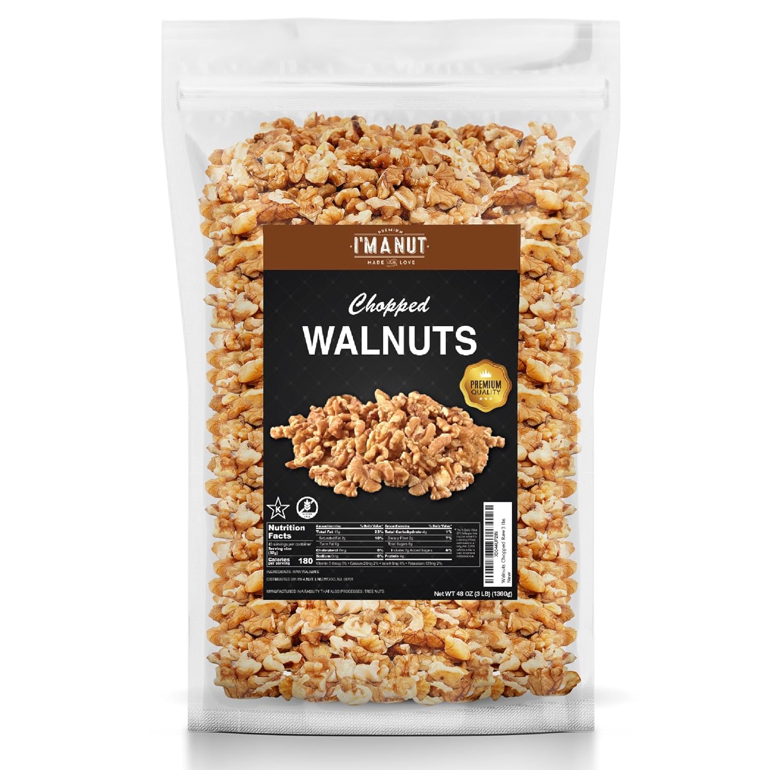 Amazon.com : Premium Raw Chopped Walnuts 48oz (3 lb) - 100% Natural, No ...