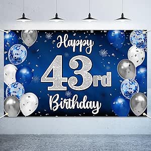 Amazon.com: Nelbiirth Happy 43rd Birthday Decorations,43rd Blue & Silver Balloon Large Birthday ...