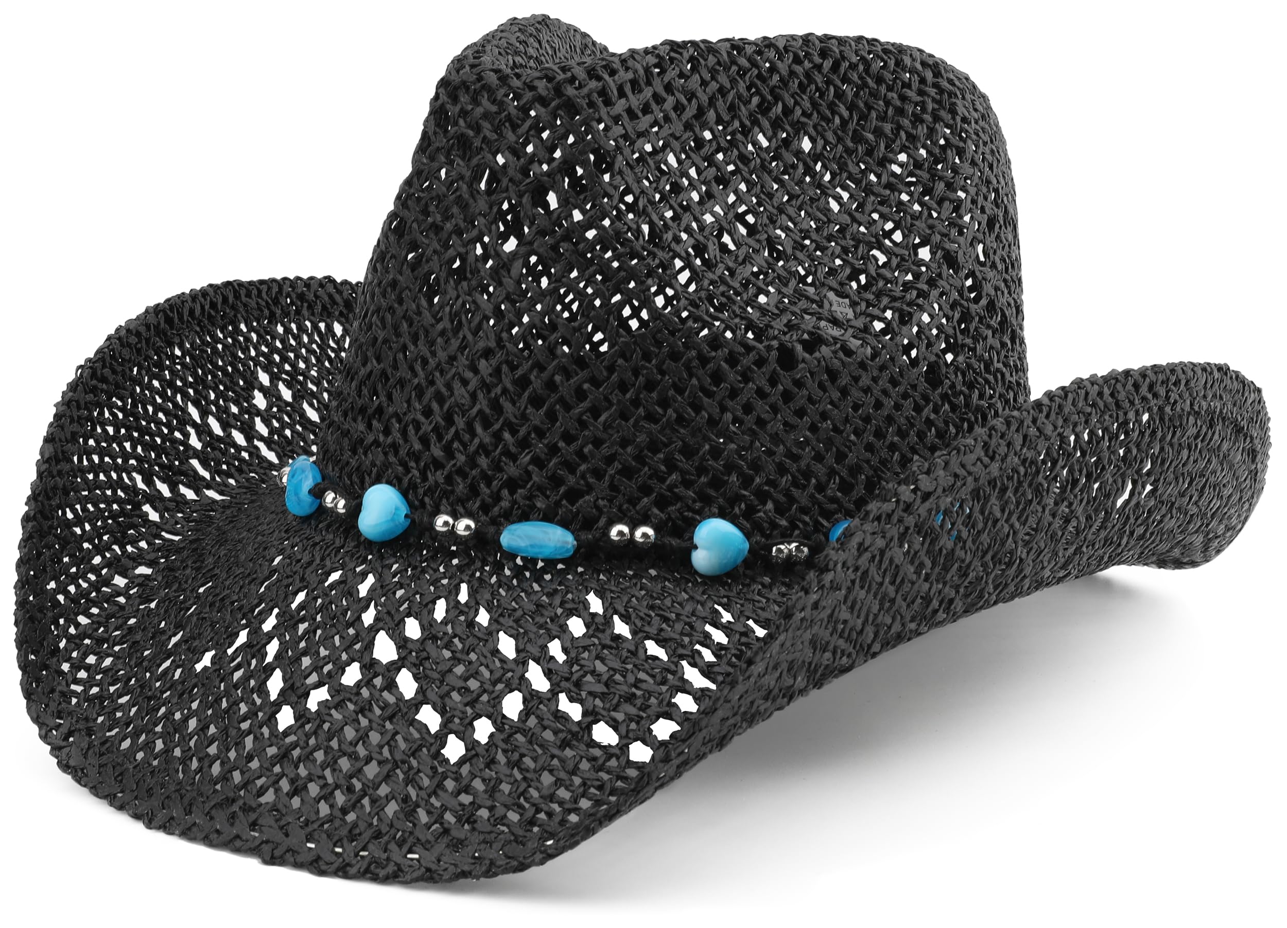 Snapklik.com : BESOOGII Straw Beach Cowboy Hat For Women Shapeable Brim ...