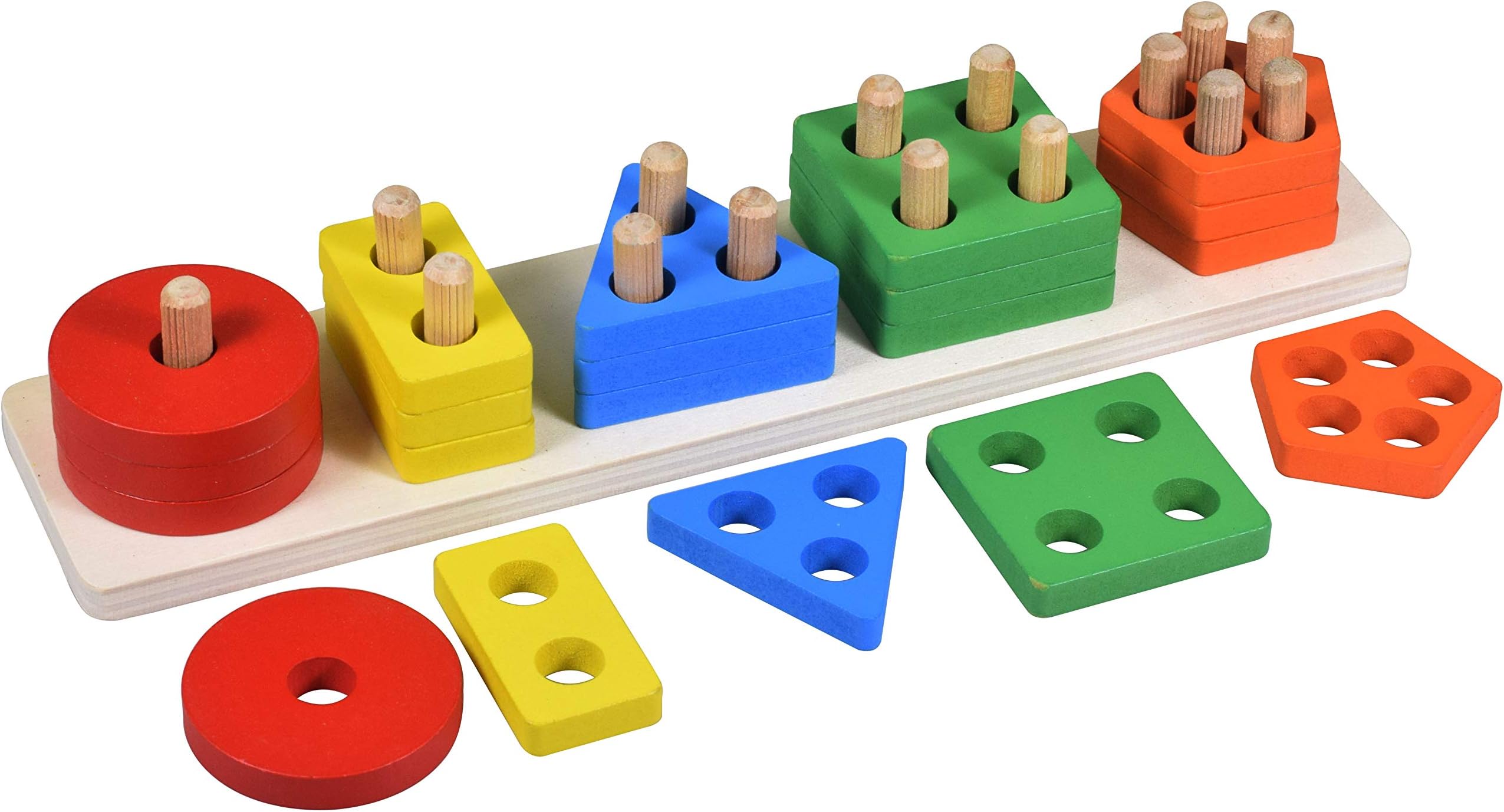 WISHKEY Wooden Angle Geometric Stacker Shape Sorter Blocks,Educational ...