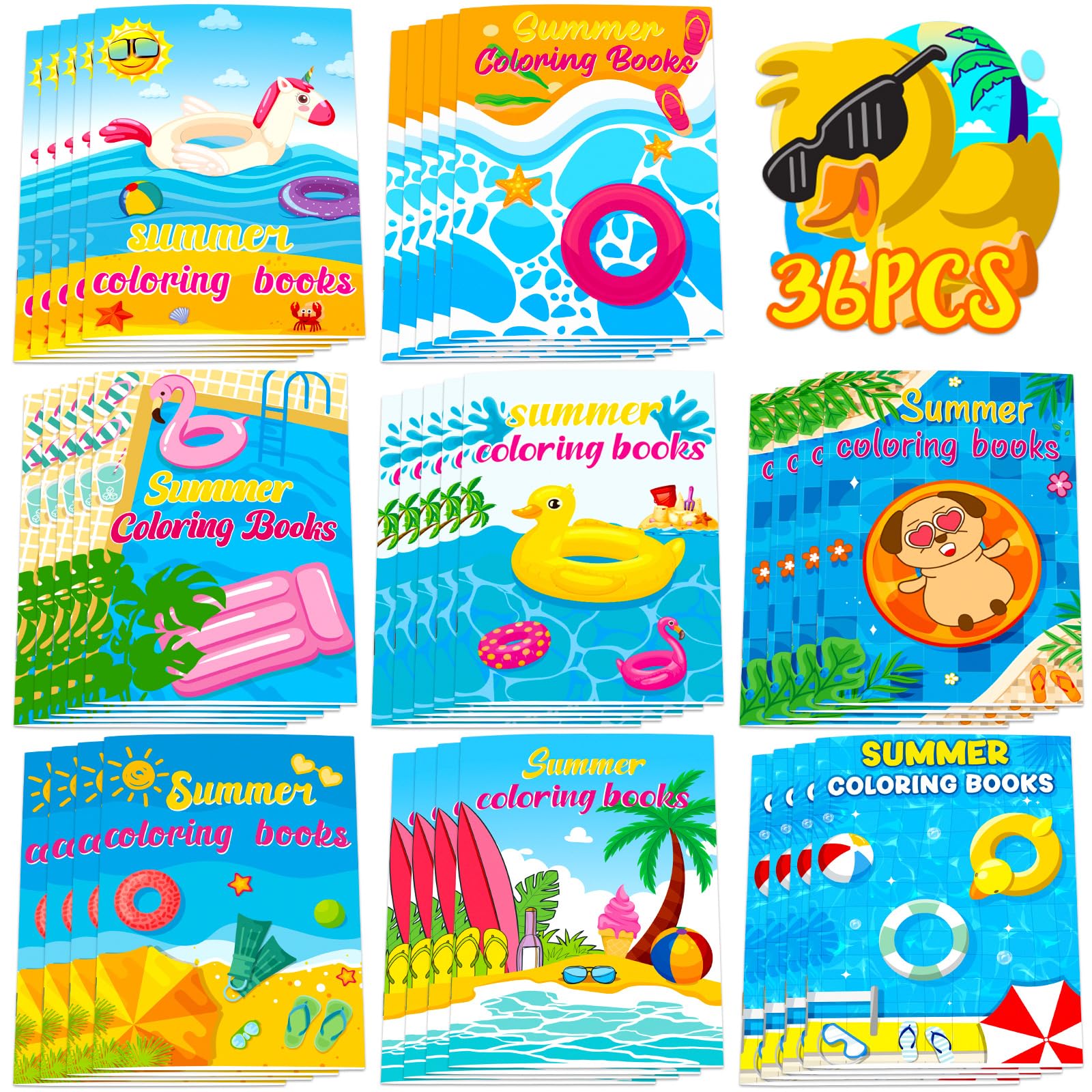 Amazon.com: 90shine 36PCS Summer Coloring Books for Kids in Bulk Ages 4 ...
