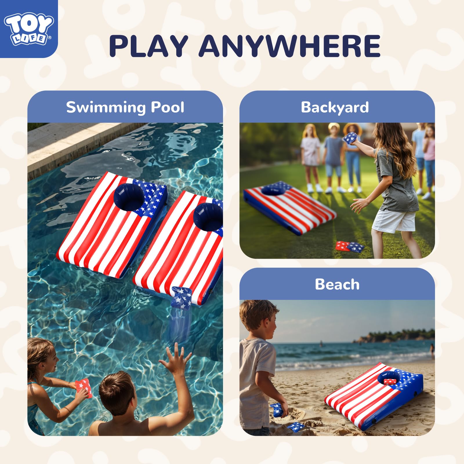 Snapklik.com : 2 Sets Inflatable Pool Games Toys, Pool Cornhole Game ...