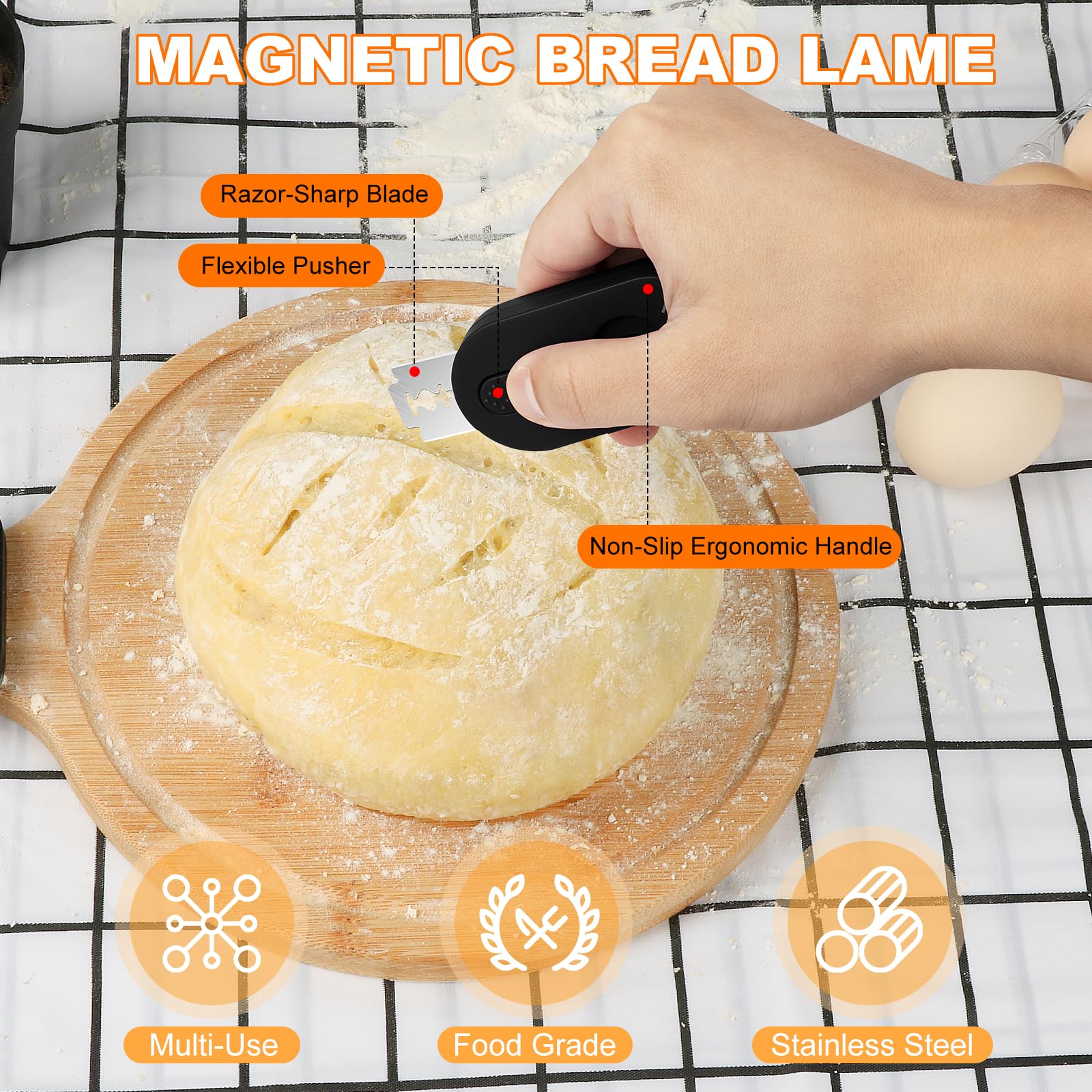 Snapklik.com : Volnamal Magnetic Bread Lame Dough Scoring Tool-Push ...