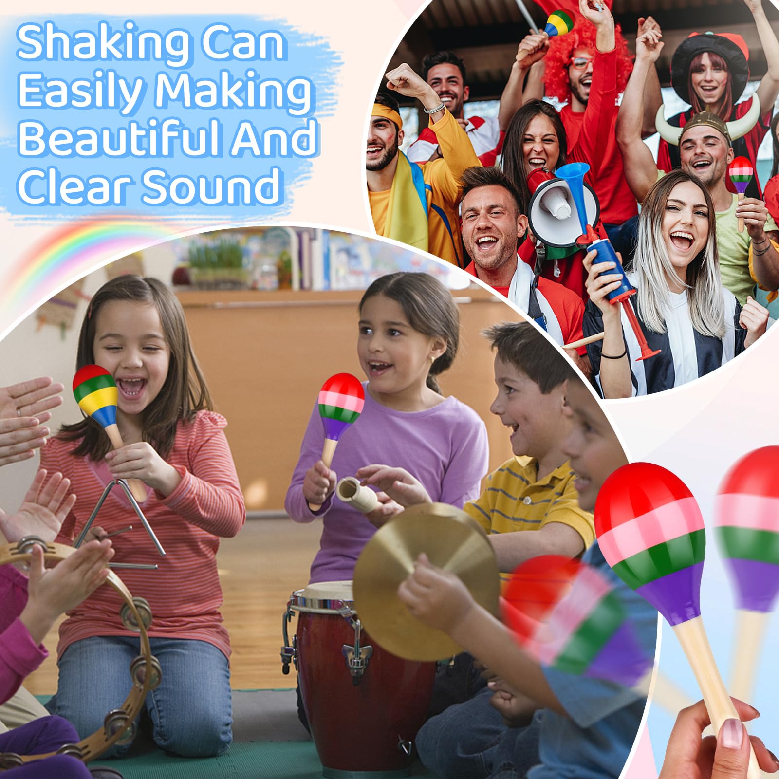 Snapklik.com : 24 Pcs Maracas Hand Percussion Rattles 7.87 Inch Wooden ...