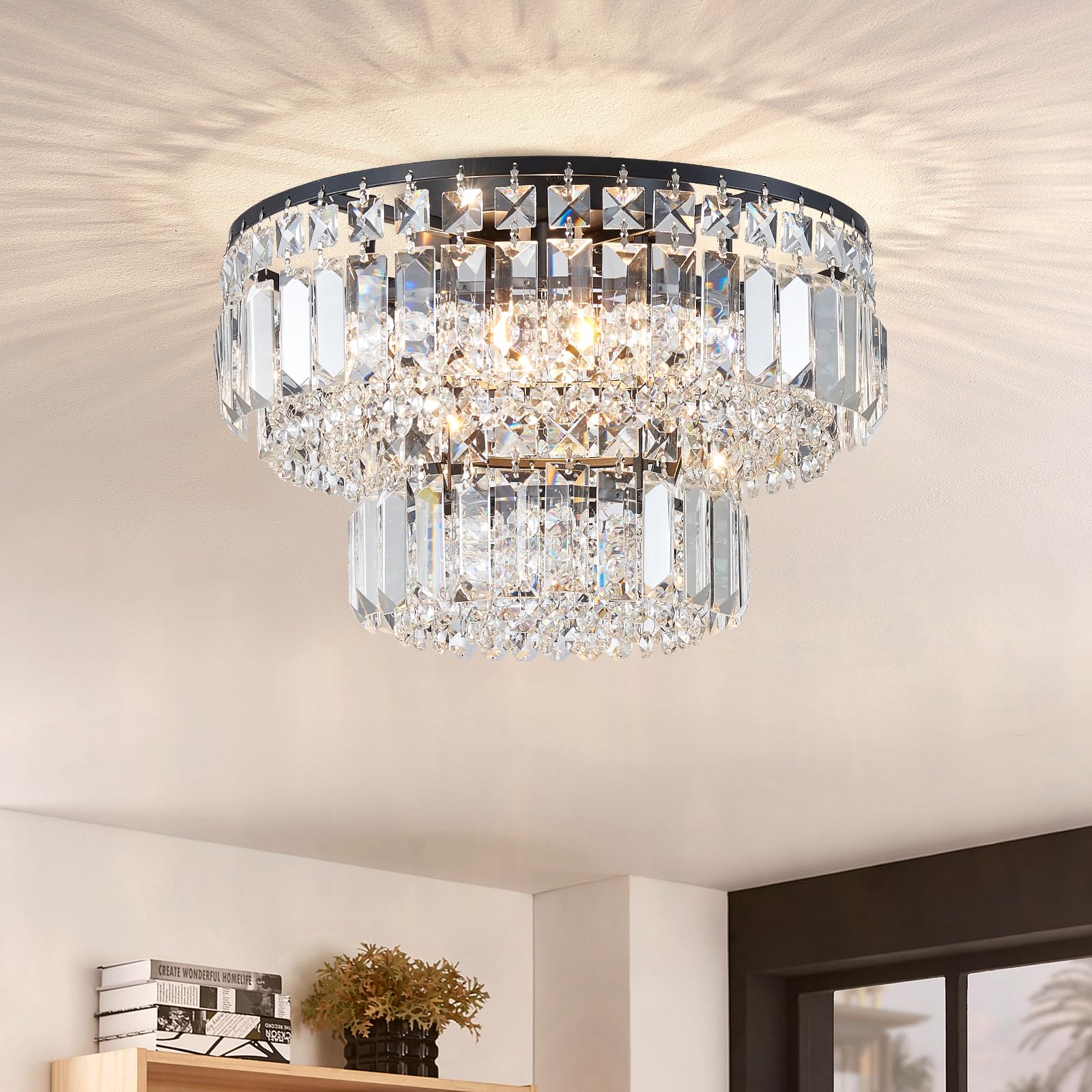 Crystal Flush Light Visconte Maine 3 Light Crystal Flush Ceiling Light