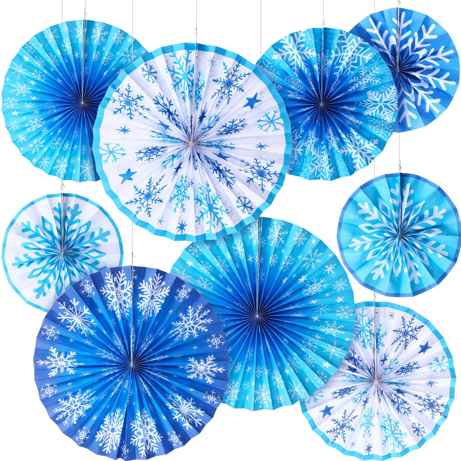 Amazon.com: Outus Winter Snowflakes Hanging Paper Fans Blue White ...