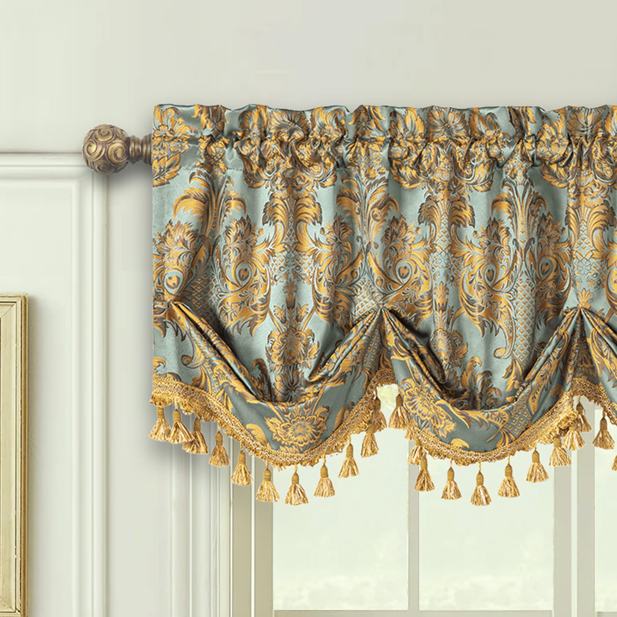 Amazon.com: Loom and Mill Luxury Valances for Windows, Classic Damask ...