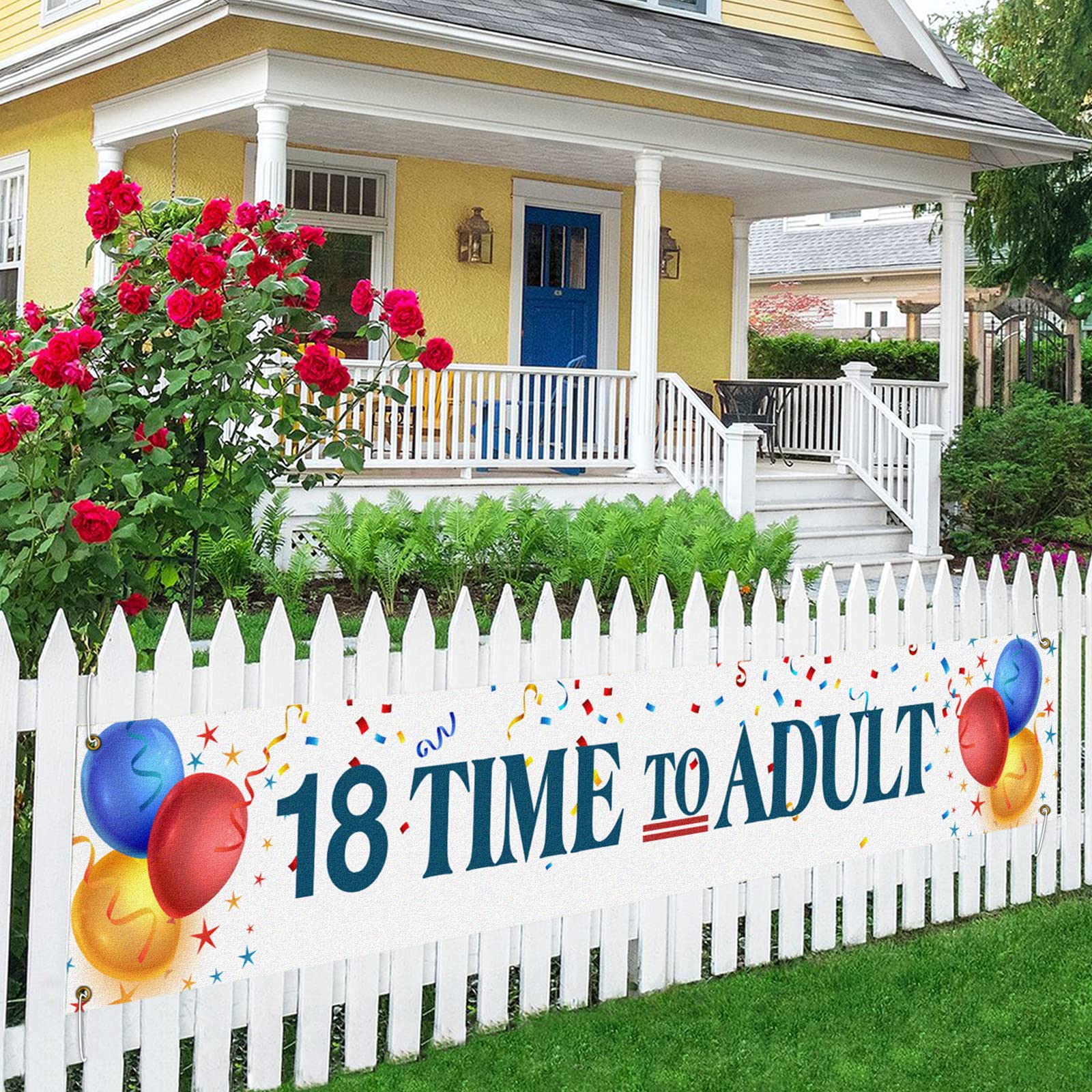 Buy Large 18 Time To Adult Banner Backdrop,Fun 18th Birthday Banner For ...