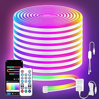 Amazon.com: Neon Rope Lights, 10ft Smart RGB+IC LED Strip Lights with ...