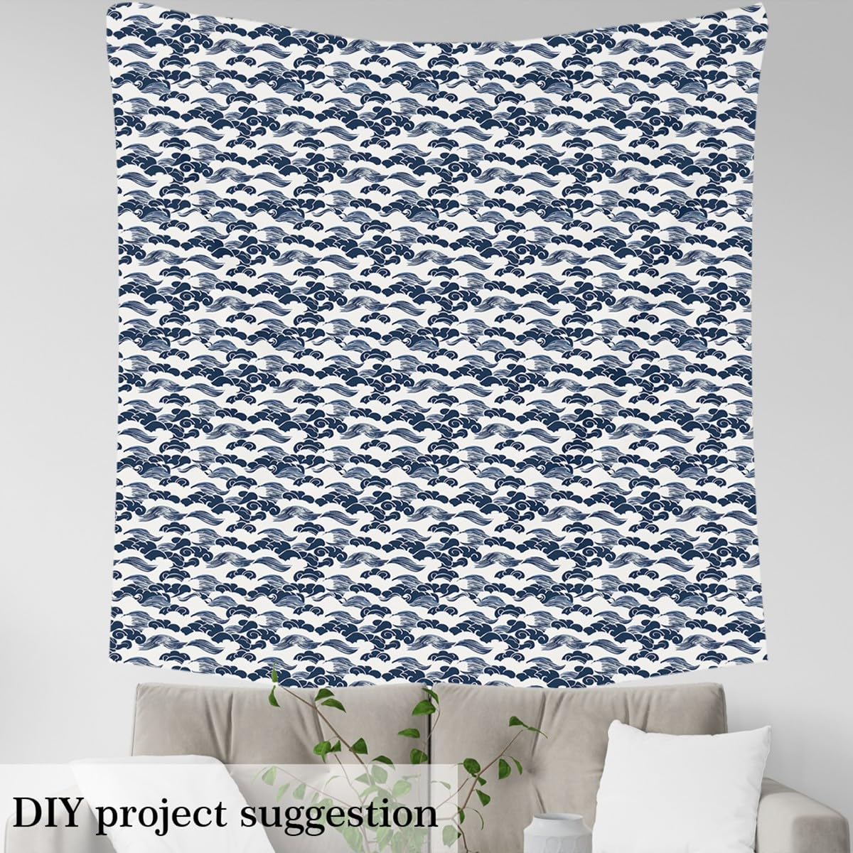 Snapklik.com : Ocean Wave Fabric By The Yard, Japanese Marine Wave ...