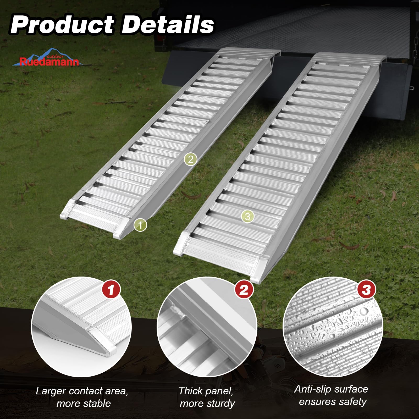 Snapklik.com : Ruedamann Aluminum Heavy Duty Trailer Ramps, Gapless ...