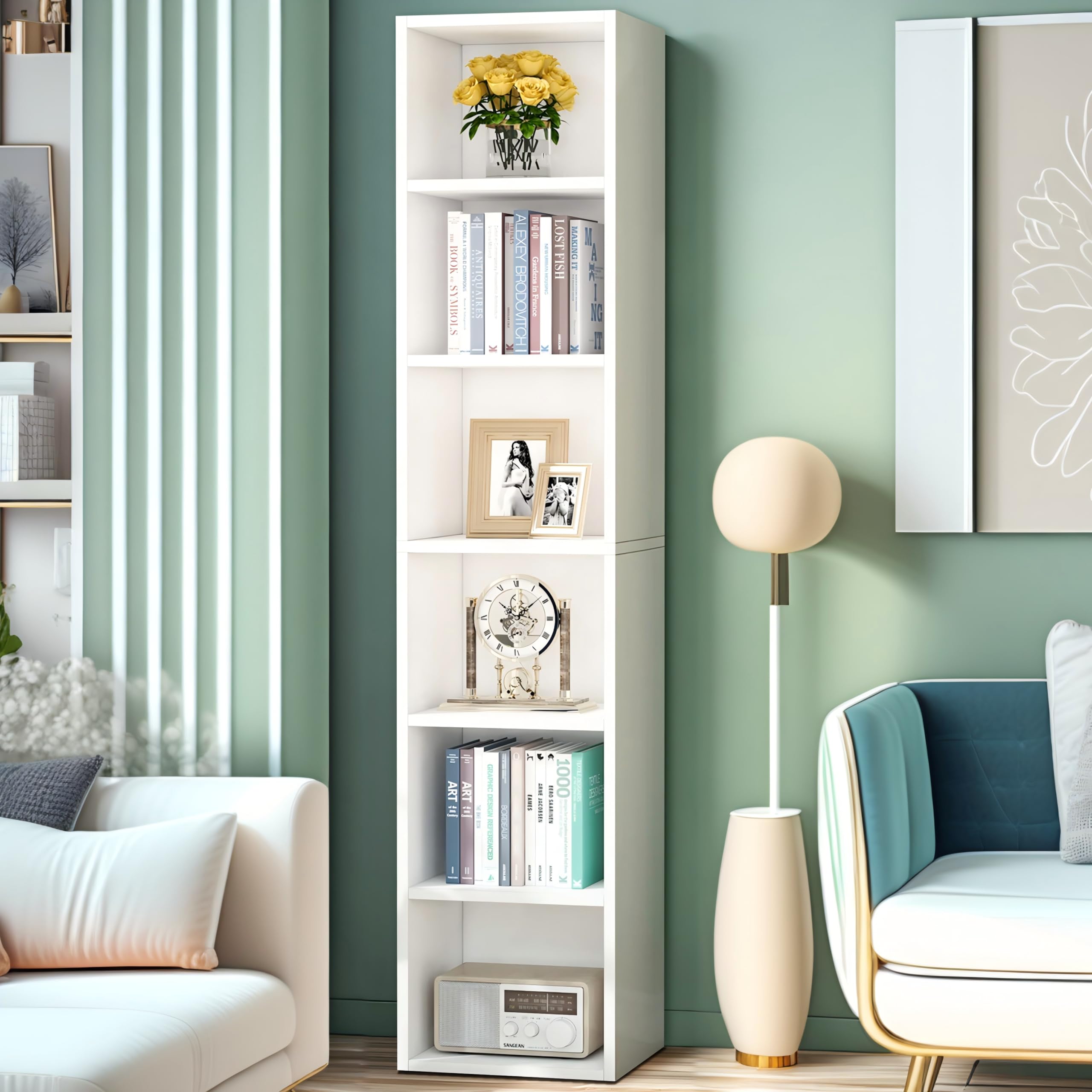 Snapklik.com : NicBex 6 Tier Modern 70.9 Inch Tall Narrow Storage Bookcase