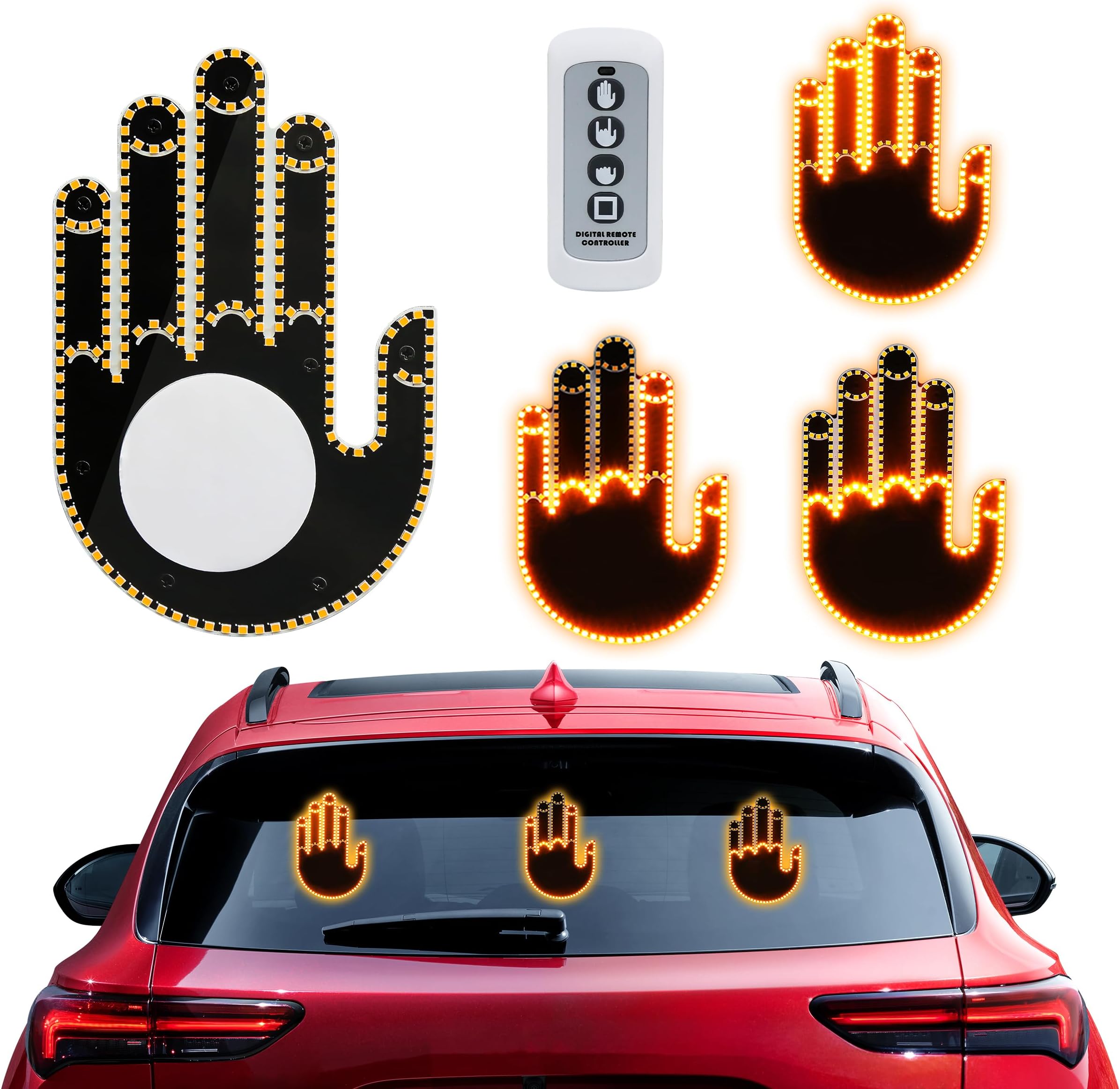 Amazon.com: Suvnie Hand Gesture Light for Car, Middle Finger LED Back ...