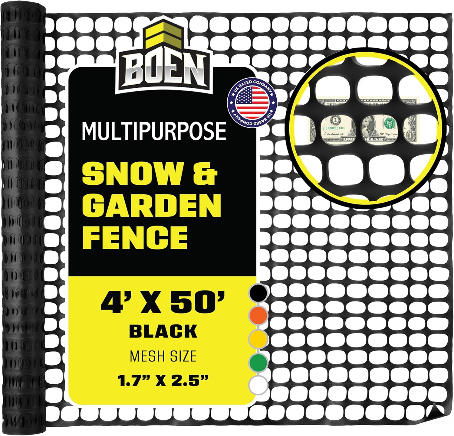 Amazon.com : BOEN 4' x 50' Black Temporary Fencing, Mesh Snow Fence ...
