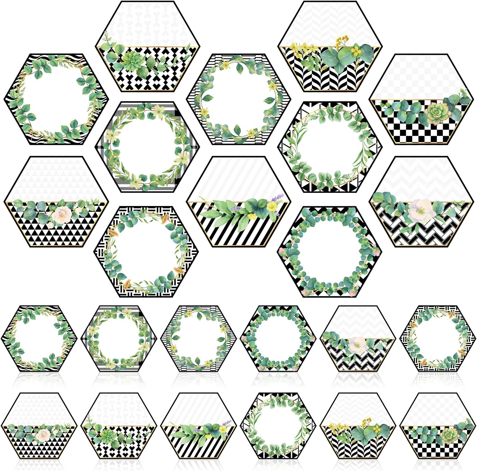 Amazon.com : Junkin 60 Pcs Simply Boho Hexagons Cutouts Hexagon Cutout ...