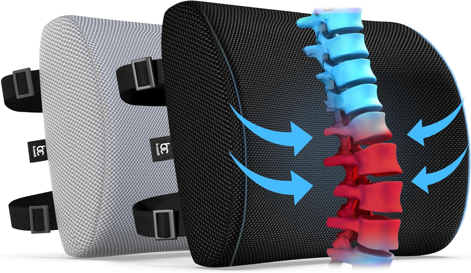 b.comfi.® Lumbar Support Cushion with 2 x Covers - Back Support for ...