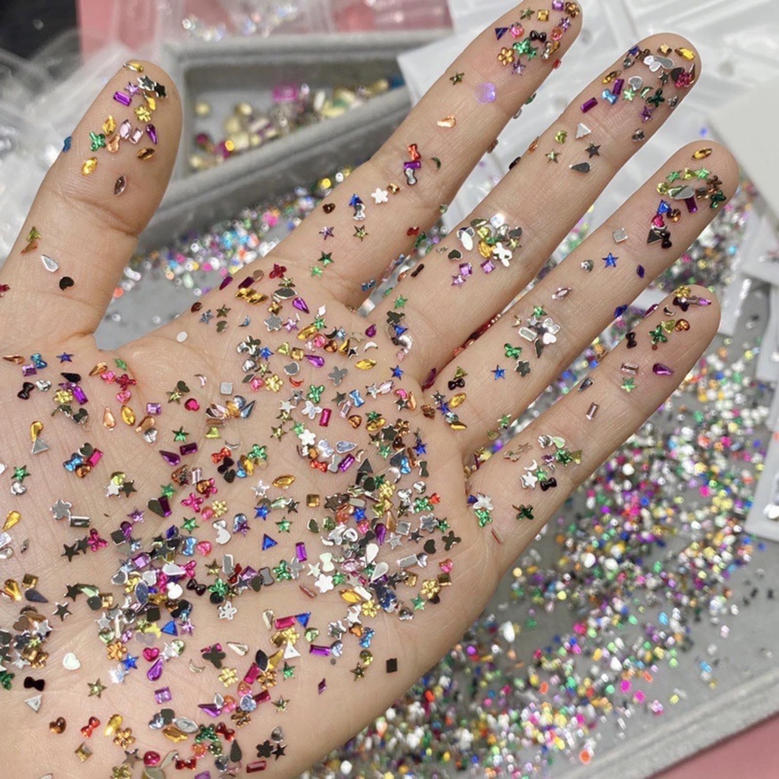 Amazon.com: 1000PCS Colorful Mini Rhinestones Nail Charms Multi Shape ...