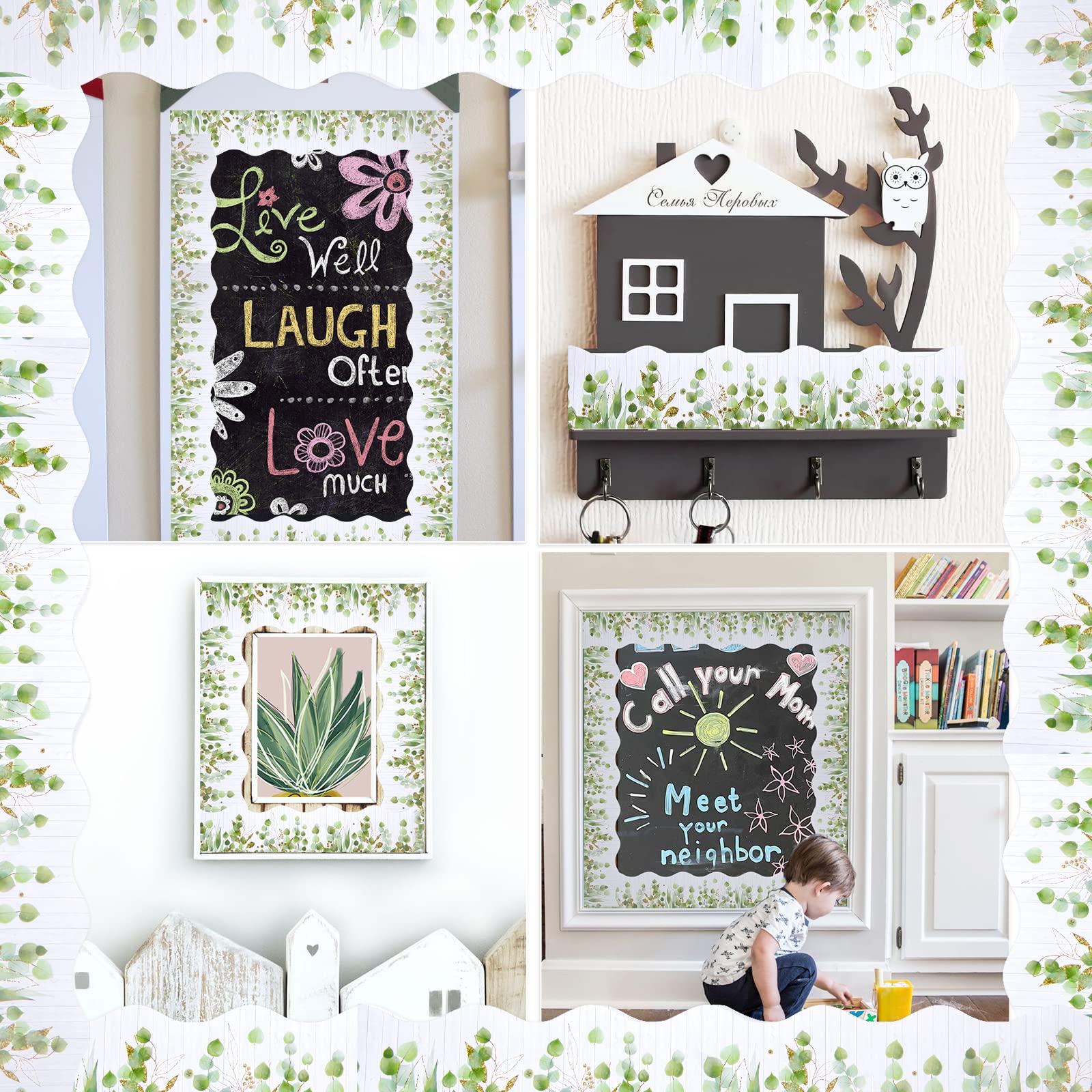 Classroom Bulletin Board Borders Boho: 36ft Eucalyptus Bulletin Board ...