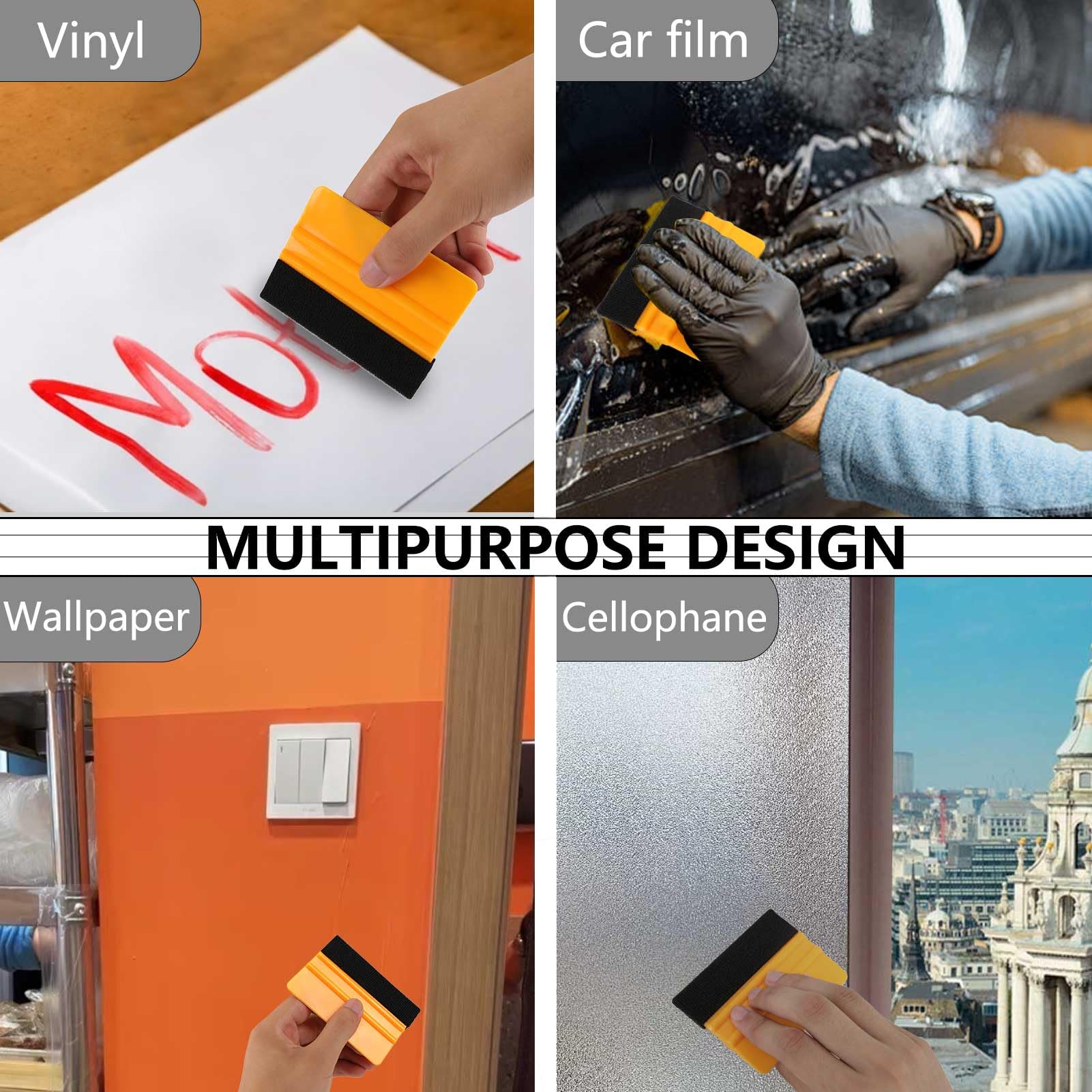 Snapklik.com : 24Pcs Vinyl Squeegee Felt Edge Squeegee 4 Inch Car Vinyl ...