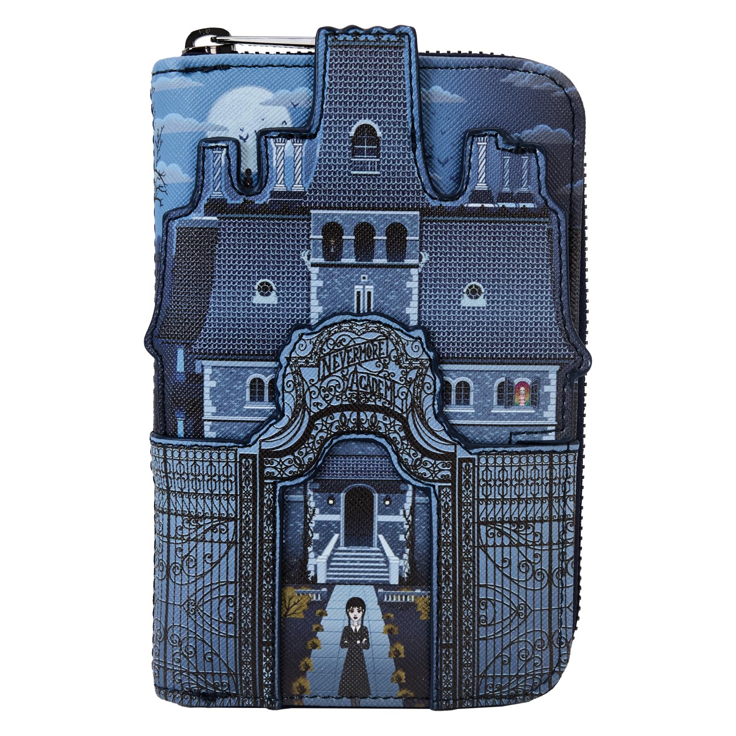 Amazon.com: Loungefly MGM Wednesday Nevermore Castle Zip Around Wallet ...