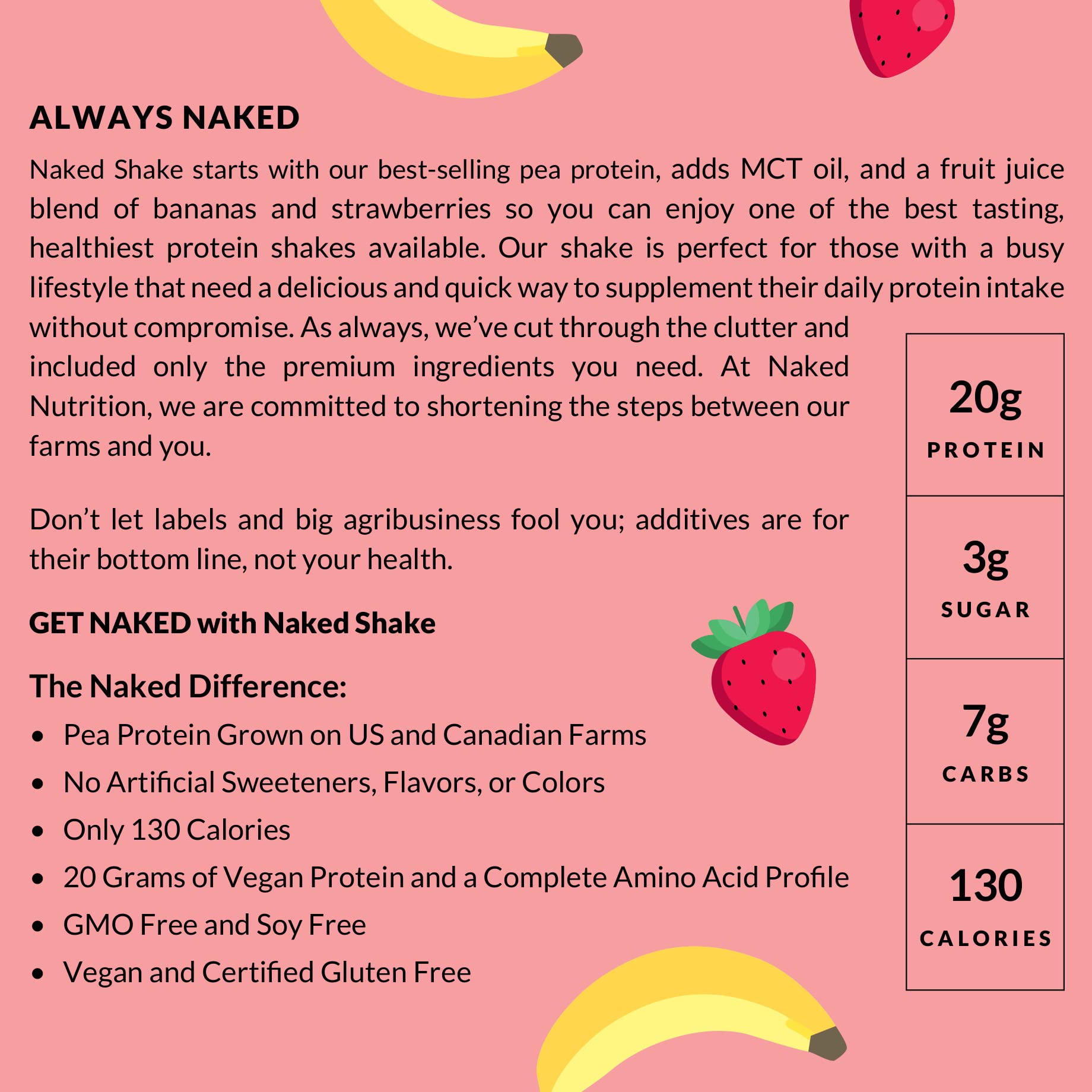 Snapklik.com : NAKED Nutrition Naked Shake - Vegan Protein Powder, Strawberry Banana - Flavored ...