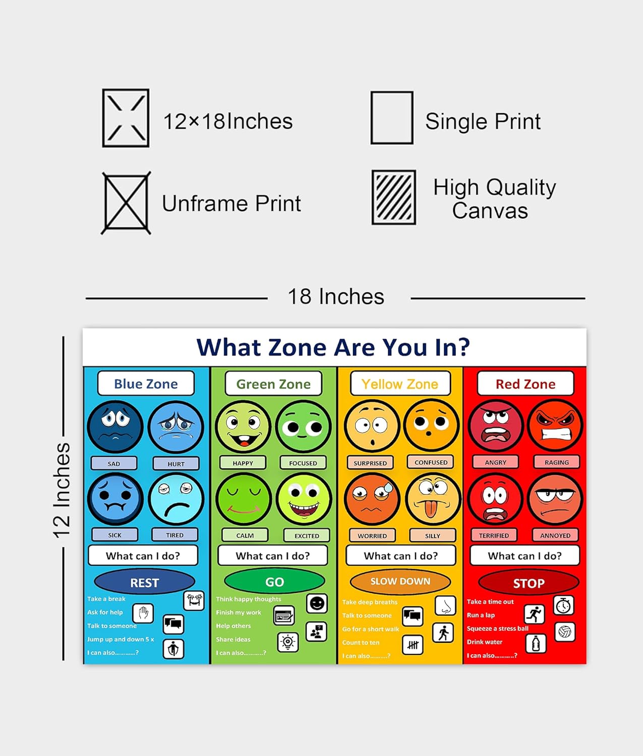 Zones of Regulation Set - 6 Feelings Posters, Calm Bermuda | Ubuy