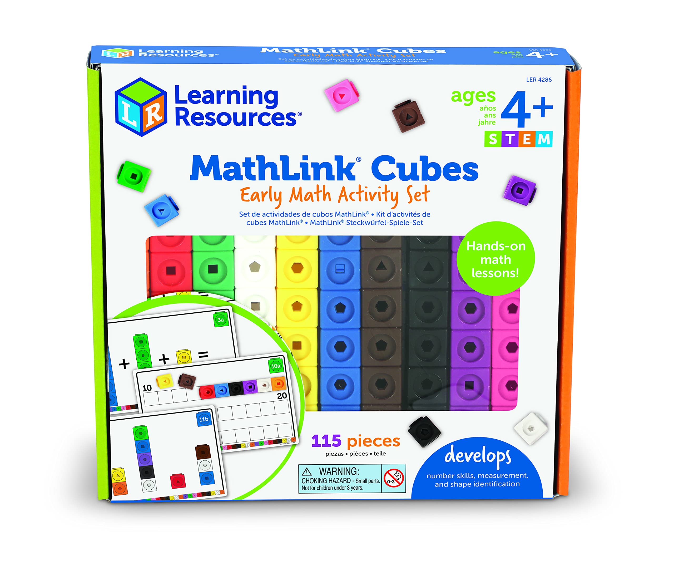 Learning Resources MathLink Cubes Early Math Activity Set - 115 Pieces ...