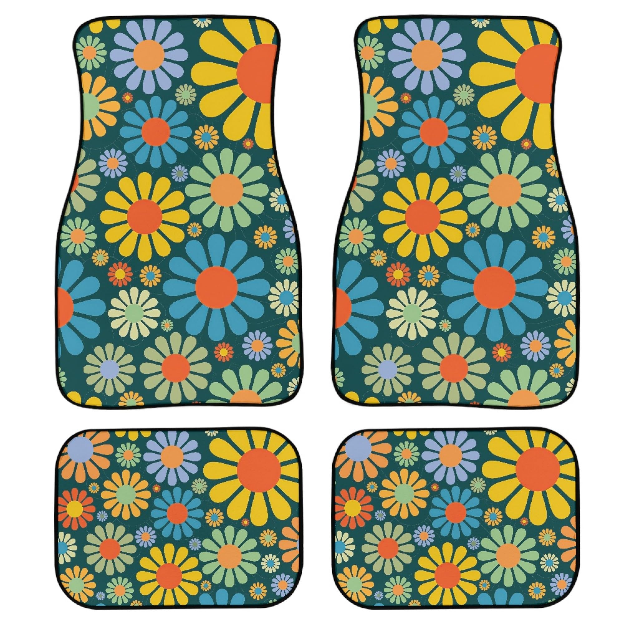 Amazon.com: Colorful Hippie Flower Car Floor Mats Set of 4,Abstract ...