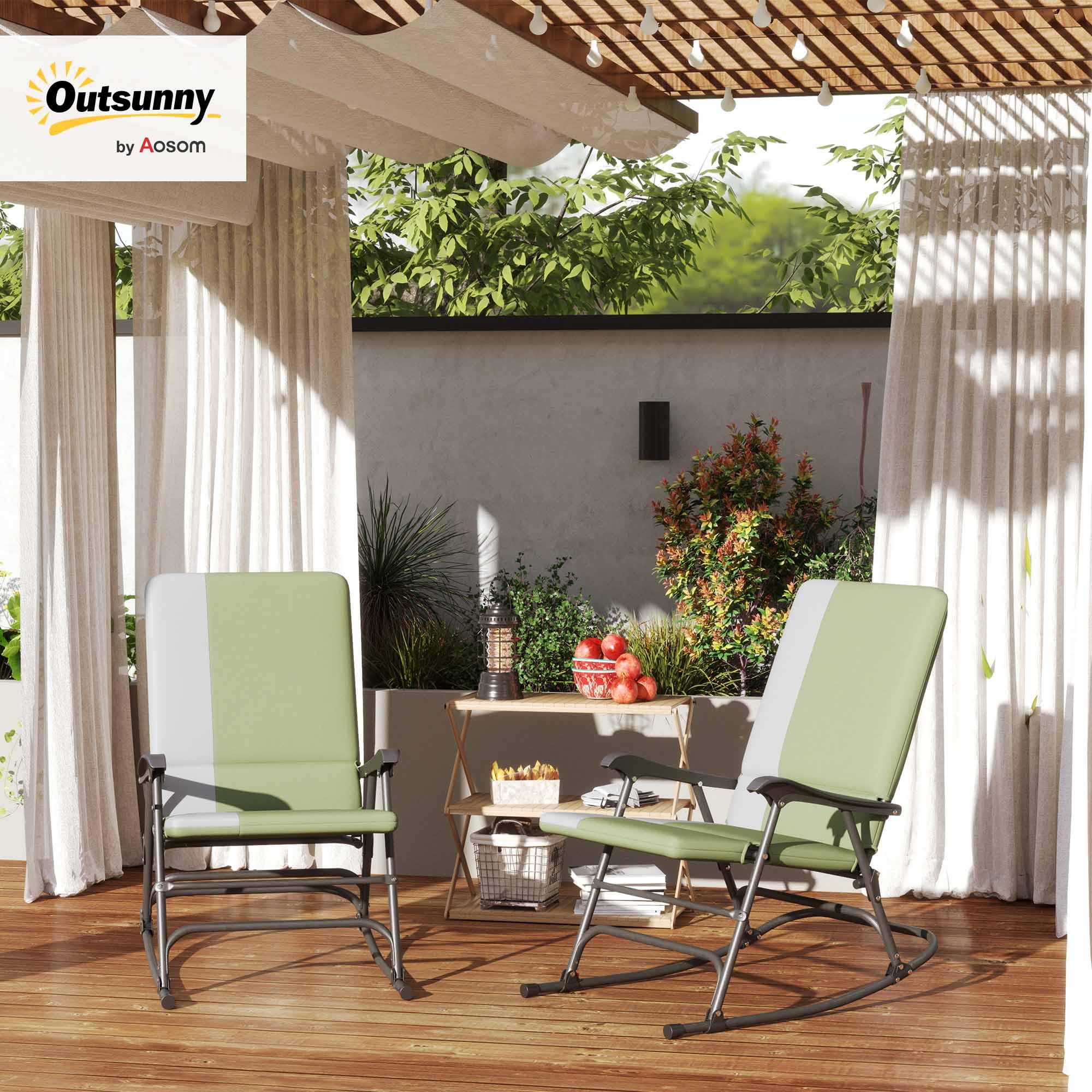 Snapklik.com : Outsunny Folding Outdoor Rocking Chairs Set Of 2 ...