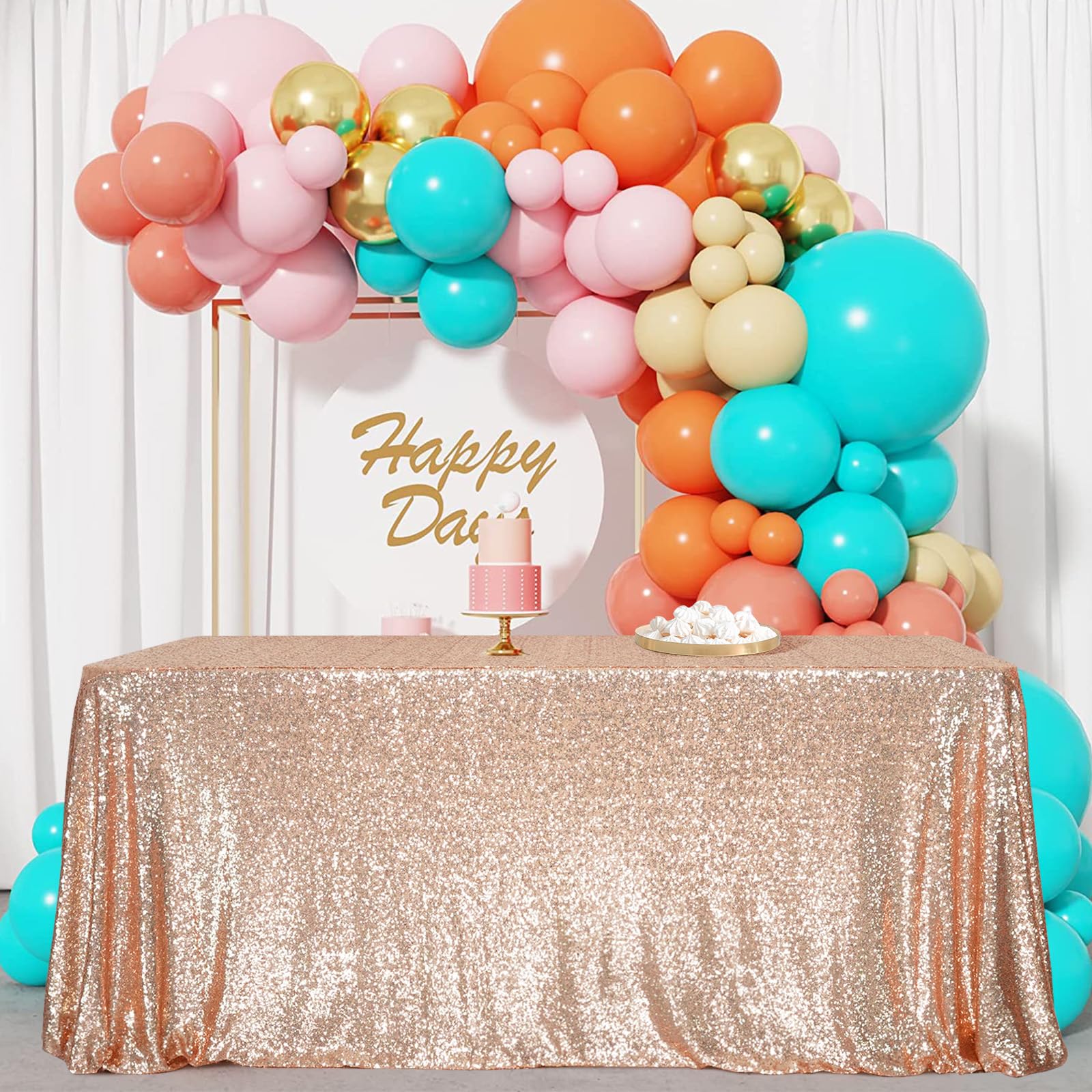 Amazon.com: SquarePie Sequin Tablecloth 50 x 72 Inch Rose Gold Sparkly ...