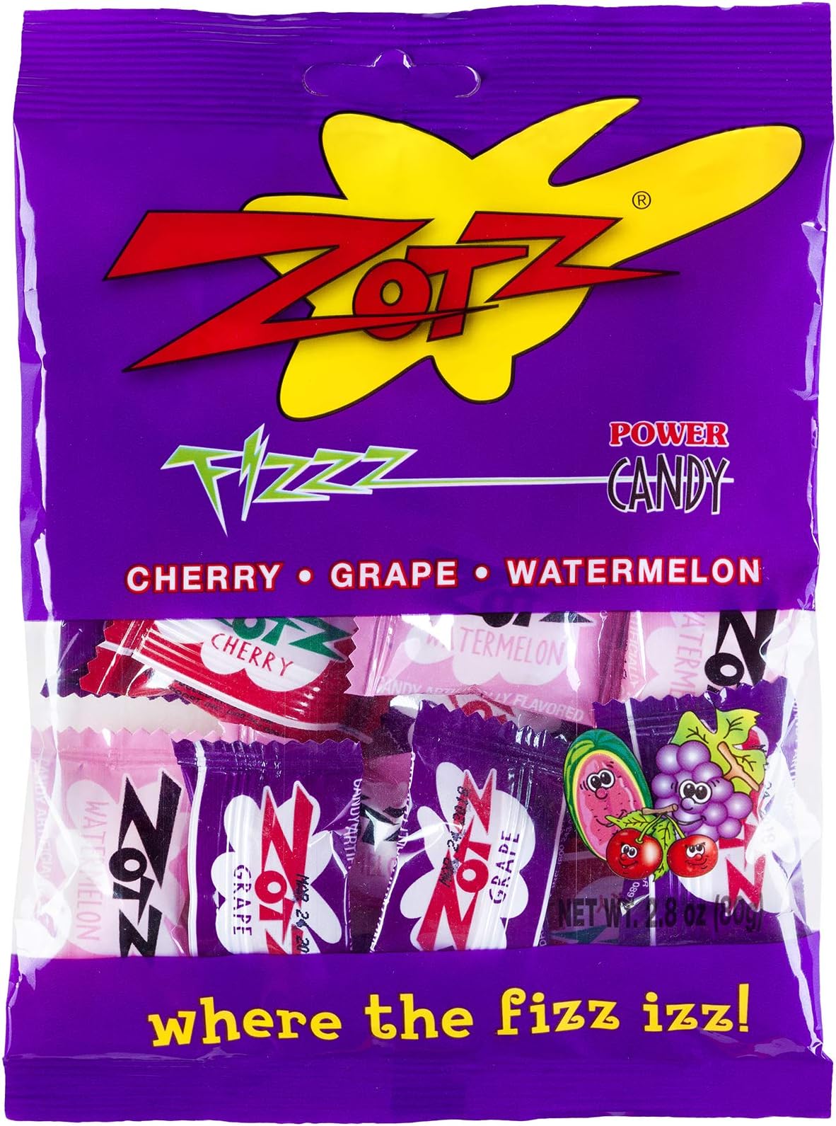 Amazon.com : Zotz Fizz Power Candy Assorted - Fruit Flavored Hard Candy ...