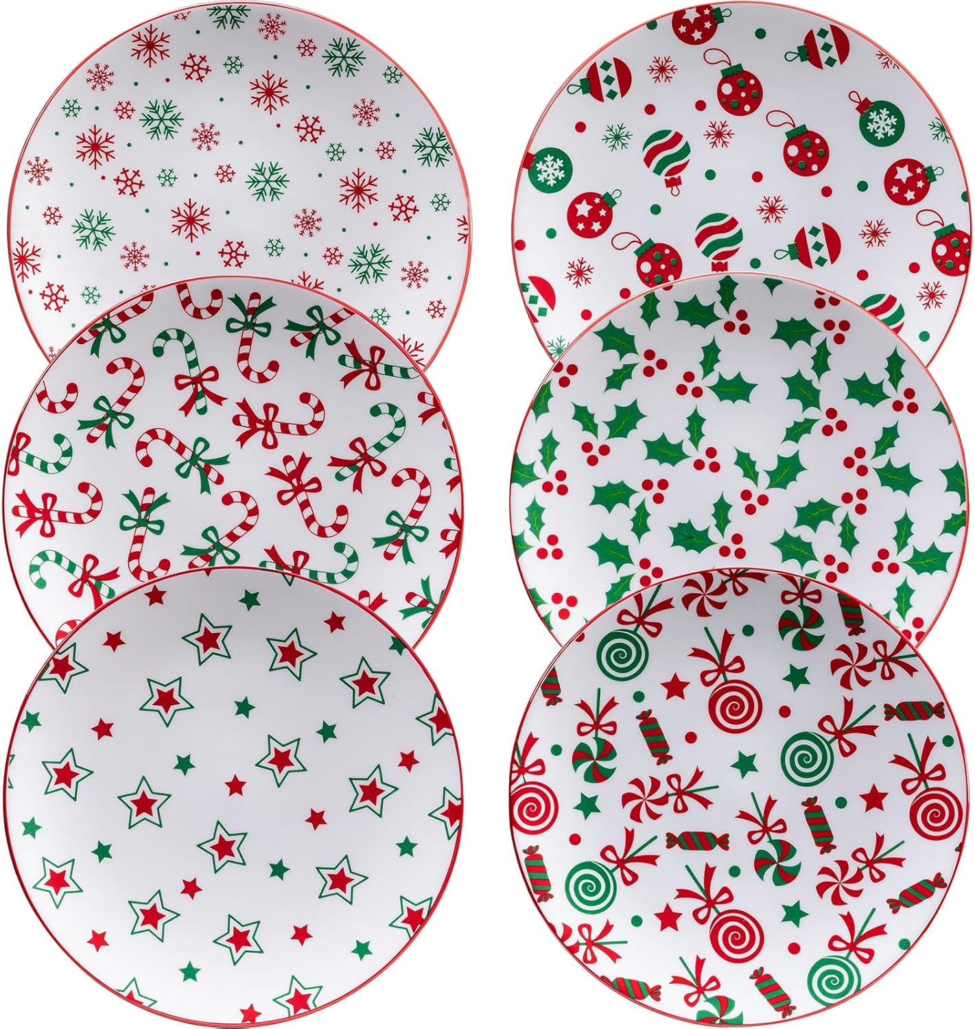 Amazon.com: ZAROCRUS Christmas Dessert Plates, 8.5 Inch Ceramic Salad ...