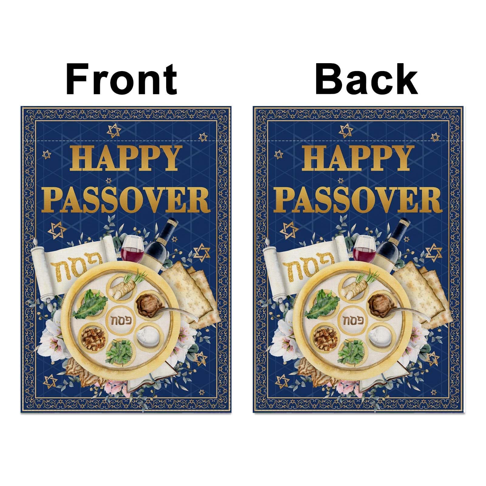 Snapklik.com : Linen Blue Passover Garden Flag 12.518 Passover Yard ...