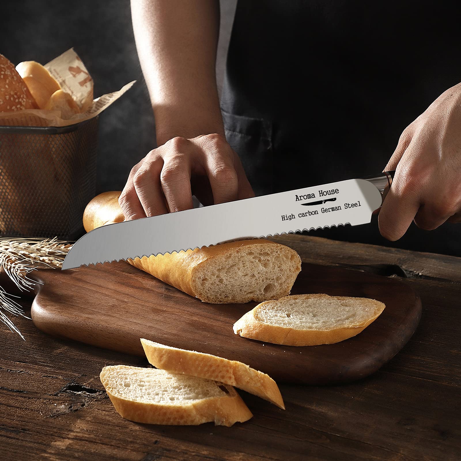 Snapklik.com : Aroma House Bread Knife 9 Inch Bread Cutter German High ...